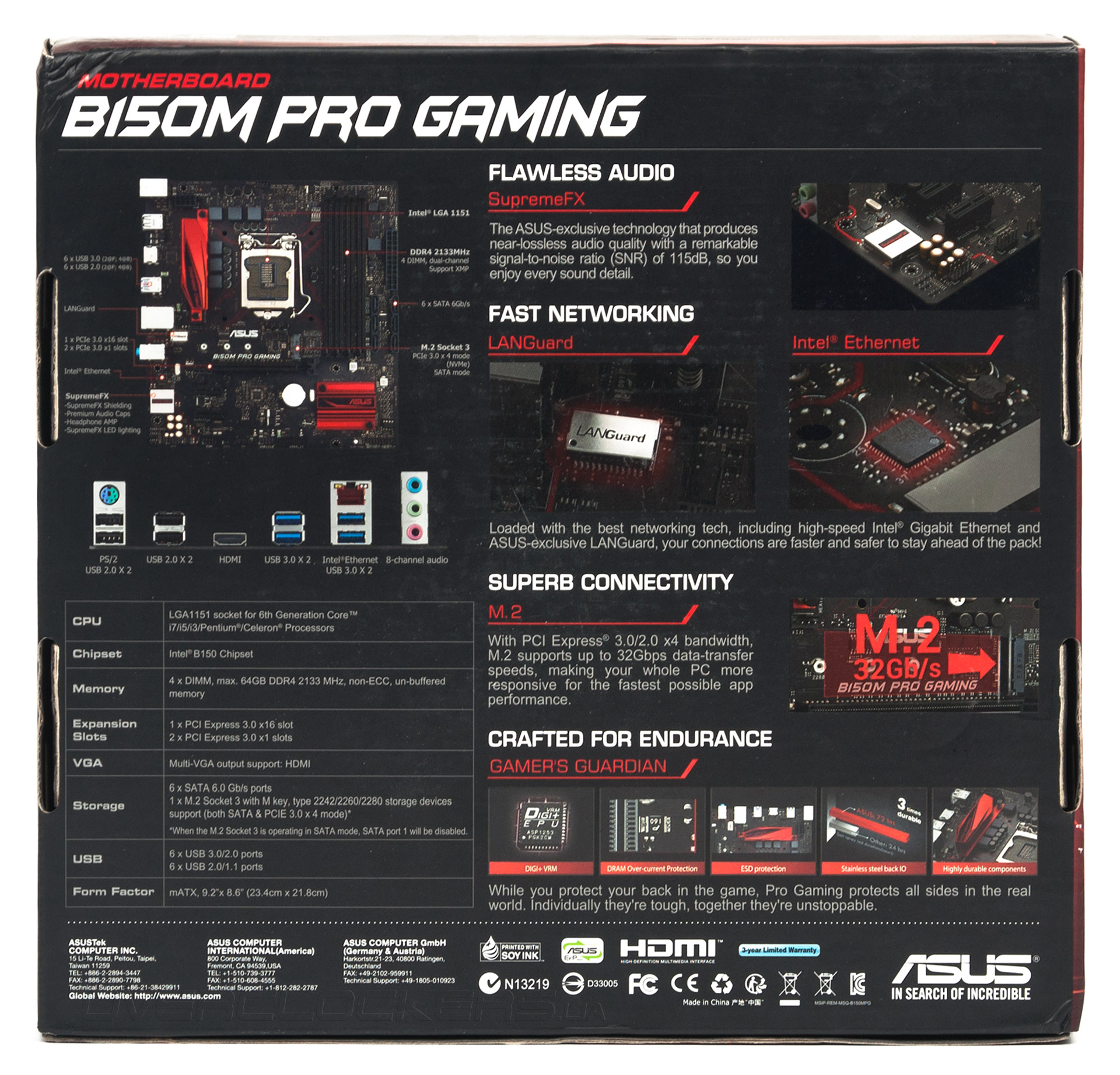 Обзор материнской платы ASUS B150M Pro Gaming. Геймерский минимализм