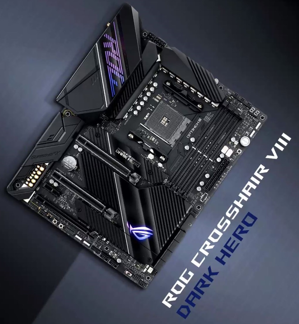 ASUS анонсировала плату ROG Crosshair VIII Dark Hero с пассивным охлаждением чипсета AMD X570