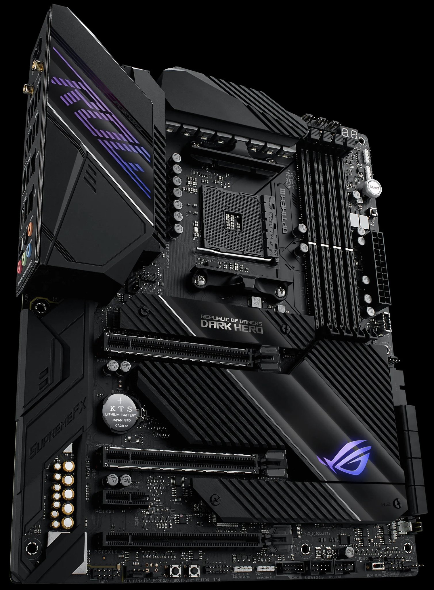 ASUS анонсировала плату ROG Crosshair VIII Dark Hero с пассивным охлаждением чипсета AMD X570